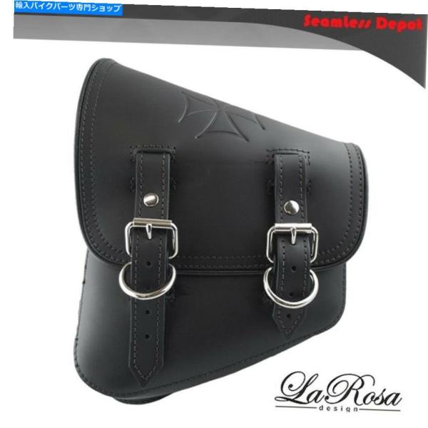 サイドバック La Rosa Harley Chopper Bobber左サドルバッグ - ブラックレザーアイロンクロスエンボス La Rosa Harley Chopper Bobber Left Saddle Bag - Black L...