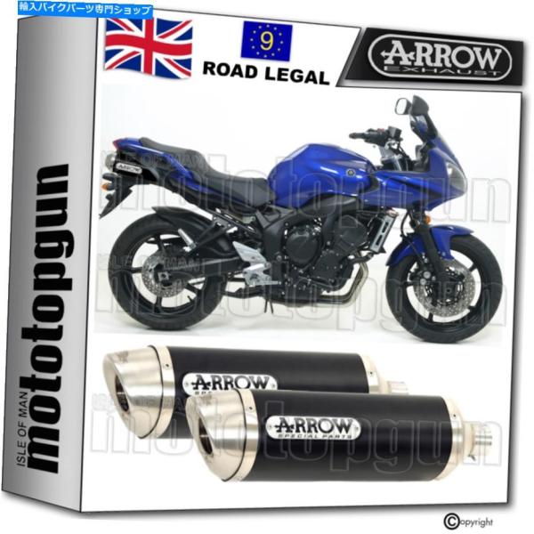 サイレンサー 矢印排気口雑誌雷アルミブラックヤマハFZ6 S2 / Fazer 2007 07 ARROW EXHAUST HOMOLOGATED THUNDER ALUMINIUM BLACK YAMAHA FZ6 S2 / FAZER ...