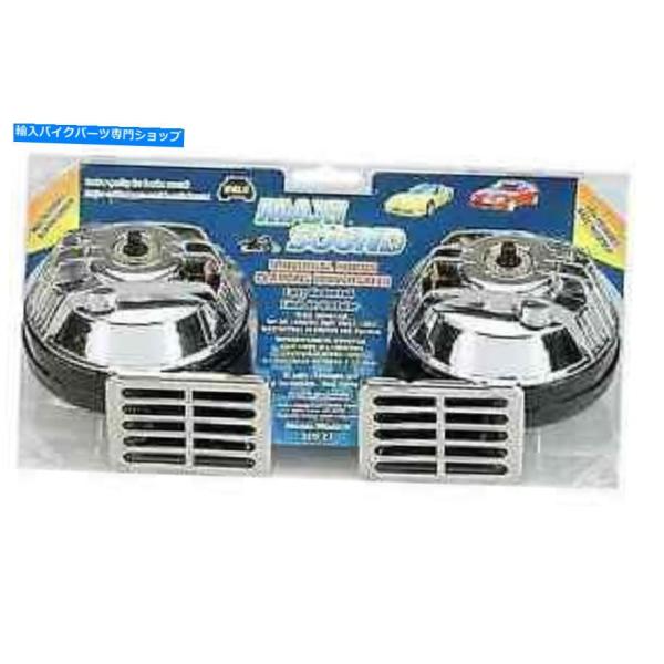 クロームパーツ Wolo 325-2Tマキシサウンドクローム交換ホーンセット12ボルト115デシベル Wolo 325-2T Maxi Sound Chrome Replacement Horn Set 12-Volt 115 Decibels