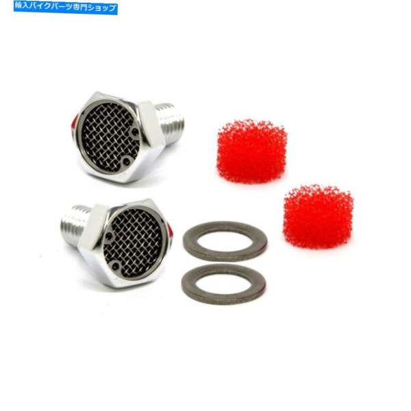 クロームパーツ ハーレーソフトダイナスポーツスタートのヘッドブリーザボルトフィルターキット - クロムメッキ Head Breather Bolt Filter Kit for Harley Softail Dyna Sportsters ...