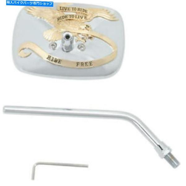 クロームパーツ エミゴライドフリーミラー長方形右10mmクローム/ゴールドフィットヤマハ Emgo Ride Free Mirror Rectangular Right 10mm Chrome/Gold Fits Yamaha