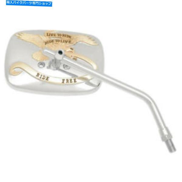 クロームパーツ エミゴライドフリーミラー長方形右10mmクローム/ゴールドユニバーサル Emgo Ride Free Mirror Rectangular Right 10mm Chrome/Gold Universal
