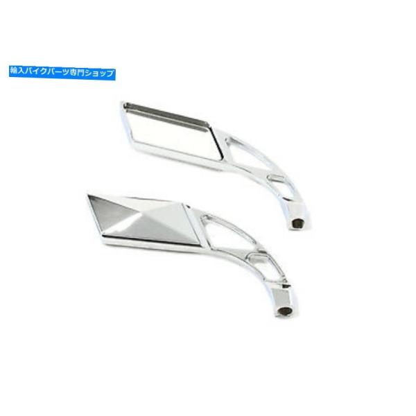 クロームパーツ Harley Davidsonのためのビレットスロットステムクロムを備えた平行四辺形ミラーセット... Parallelogram Mirror Set with Billet Slotted Stem Chrome,for...