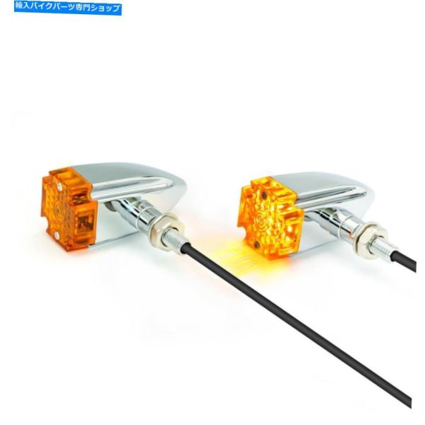 クロームパーツ 自動バイクLEDインジケータ - レトロプロジェクトのマルタクロスカスタムバイククロム Motorbike LED Indicators - Maltese Cross for Retro Project Custom Bi...