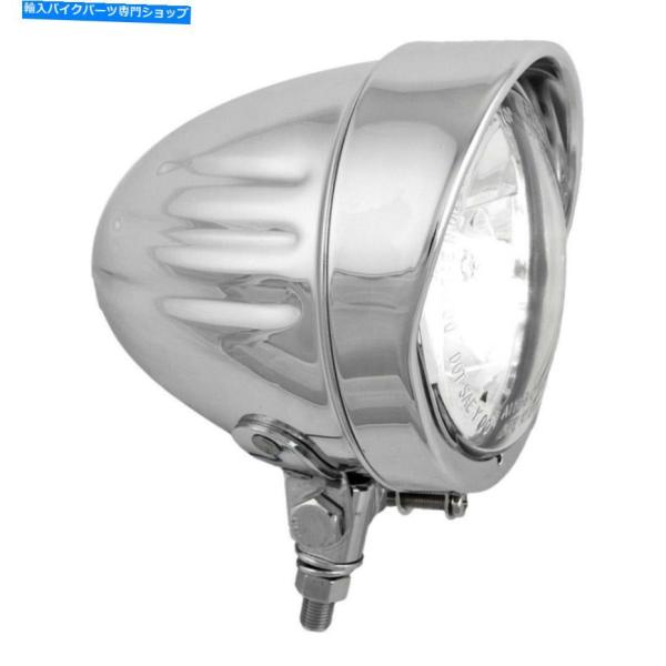 クロームパーツ ハードドライブ - 20-6048 - 4 1/2in。クロム溝付きシェルと訪問ベゼルスポットライト HardDrive - 20-6048 - 4 1/2in. Chrome Grooved Shell and Visor...