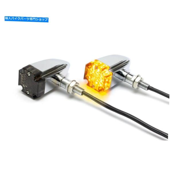 クロームパーツ モーターバイクLEDインジケータ - クロム - レトロプロジェクトのカスタムバイクのためのマルタクロス Motorbike LED Indicators - CHROME - Maltese Cross for Retro...