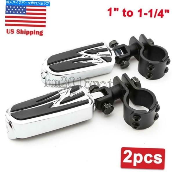 クロームパーツ Harley Touring Road King Street Glideのためのクロムブラックハイウェイフットペグペドル Chrome Black Highway Foot Pegs Pedals For Harley T...