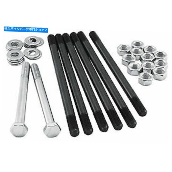 クロームパーツ V-Twin、Hexed Chrome 8140-34用コロニーマシンエンジンケーススタッドキット COLONY MACHINE ENGINE CASE STUD KITS FOR V-TWIN, HEXED CHROME ...