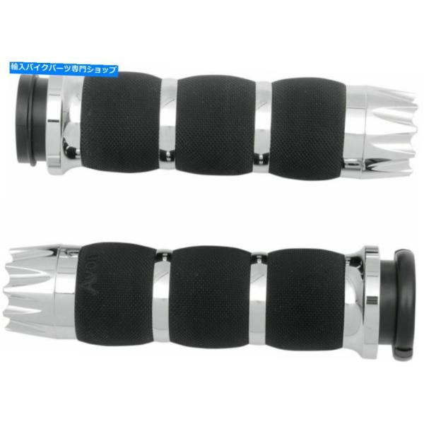 クロームパーツ エアクッショングリップグリップエクスカリバークロームエイボンAIR-90-FLY-EX W / Flybywire Air Cushion Grips Excaliber Chrome Avon AIR-90-FLY-EX ...