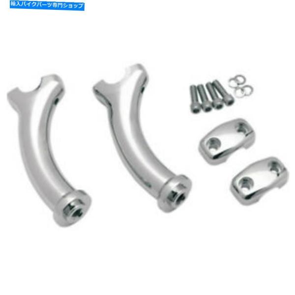 クロームパーツ ドラッグスペシャリークローム5 1/2 "デュースハンドルバーライザーハーレーソフト00-07 FXSTD Drag Specialties Chrome 5 1/2" Deuce Handlebar Risers Harl...