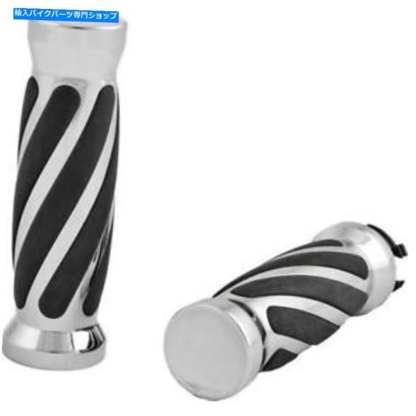 クロームパーツ デュアルケーブルスロットルクロムのためのハードドライブバレルスタイルツイストレールグリップ＃17-0543 HardDrive Barrel Style Twisted Rail Grip for Dual Cable Th...