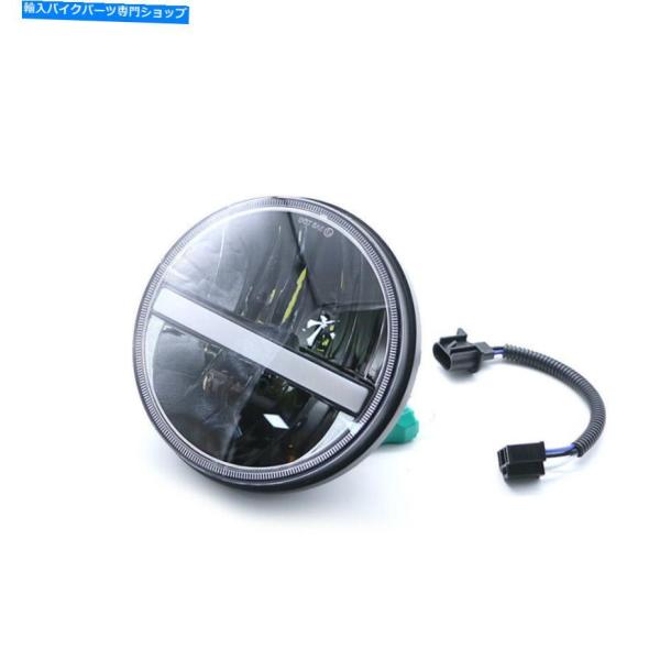 クロームパーツ ユニバーサル7 ''ラウンドLEDプロジェクションオートバイHI / LOビームヘッドライトヘッドランプ12V Universal 7'' Round LED Projection Motorcycle Hi/Lo Beam...