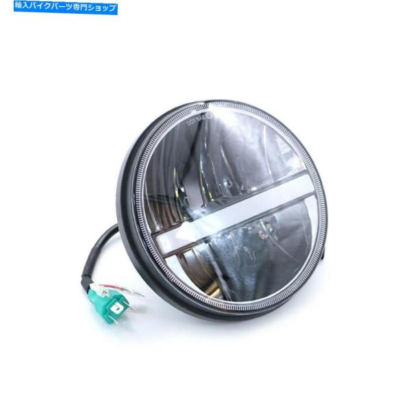 クロームパーツ ユニバーサル7 ''ラウンドLEDプロジェクションオートバイHI / LOビームヘッドライトヘッドランプ12V Universal 7'' Round LED Projection Motorcycle Hi/Lo Beam...
