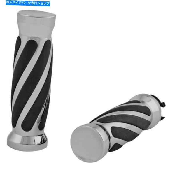 クロームパーツ Harley-Davidson Street 500 15-19バレルスタイルのクロムゴムねじれグリップ For Harley-Davidson Street 500 15-19 Barrel Style Chrome Ru...