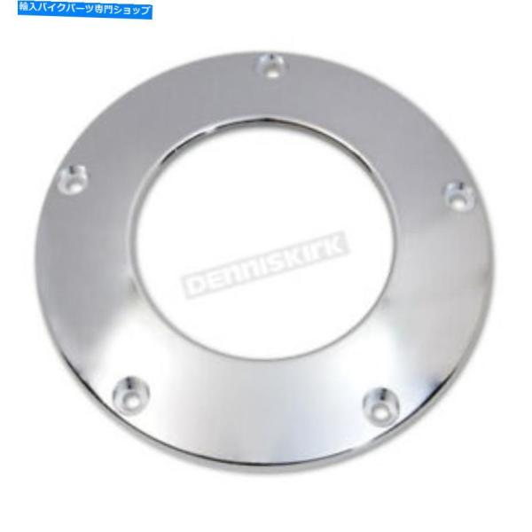 クロームパーツ V-TWIN製造クローム5ホールビレットC-THRUダービーカバー - 42-0240 V-Twin Manufacturing Chrome 5-Hole Billet C-Thru Derby Cover - 42-0240