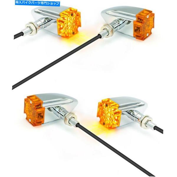 クロームパーツ モーターバイクLEDクロームインジケーターマルタクロスレトロプロジェクトカスタムバイク2ペア Motorbike LED CHROME Indicators Maltese Cross Retro Project Custo...
