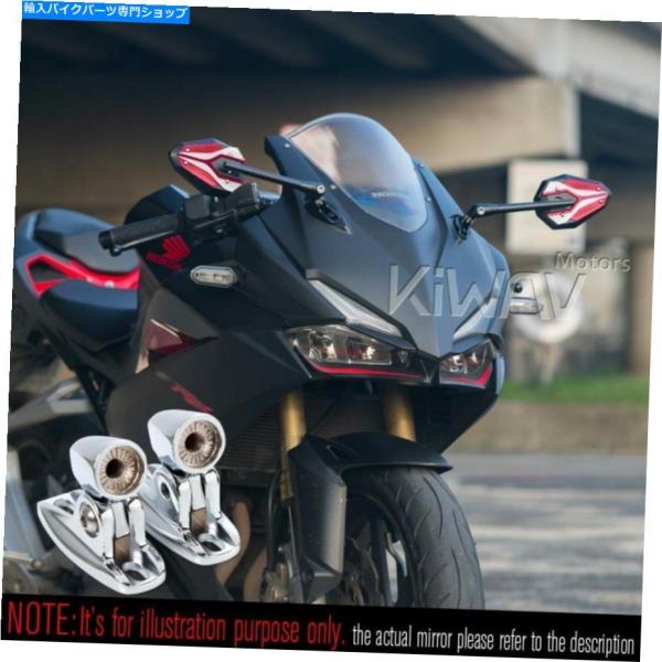 クロームパーツ 赤い黒のViperiiフェアリングミラークロムベース調節可能フィットCBR ZX FZR GSX-R Red black ViperII fairing mirror chrome base adjustable fits ...