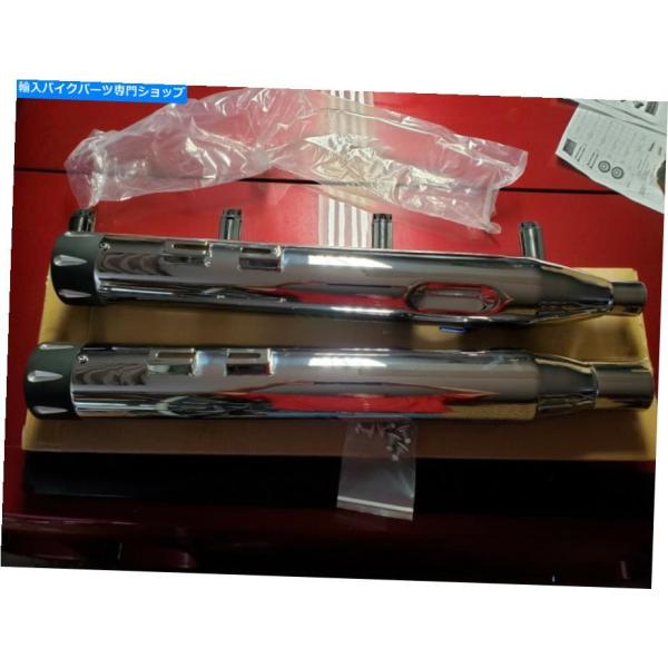 クロームパーツ 4 "Dia Chrome Perf Slip on Pipes BlkカスタムヒントハーレーFLHツーリングM8 2017-2020 4" DIA CHROME PERF SLIP ON PIPES BLK CUSTOM ...