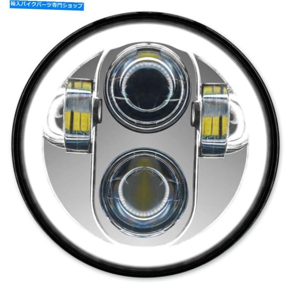 クロームパーツ HOGWORKZ HW195012クローム5 3/4 "LEDハロマーカーヘッドライトハーレーVロッドソフトFXD Hogworkz HW195012 Chrome 5 3/4" LED HaloMaker Headligh...