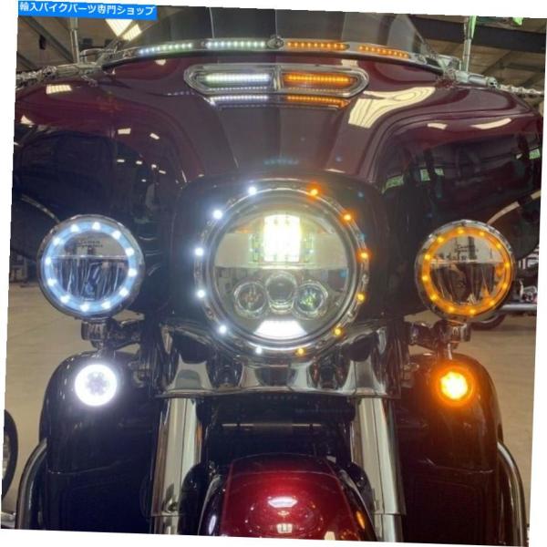 クロームパーツ カスタムダイナミクスTrubeamクロムアンバー/白LED 4.5通過ランプFLHT / R FLS 96-17 Custom Dynamics TruBeam Chrome Amber/White LED 4.5 Pass...