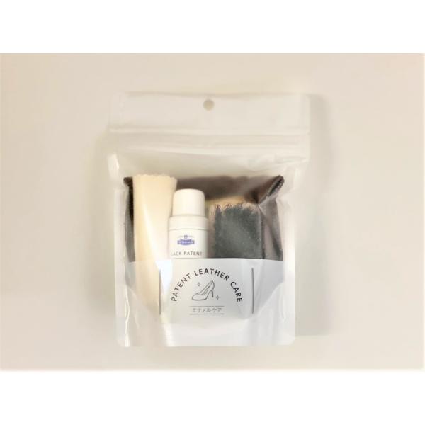 エナメル素材のお手入れに使用できるセット。このセット1つで汚れ落としからツヤ出しまでおこなうことができます。汚れ落とし・ツヤ出しの「ラックパテント」は無色ですのでどんな色のエナメル素材にもご使用可能です。製品は靴、バッグ、ベルト、財布、手帳...