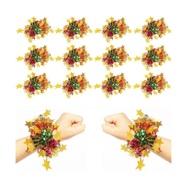 商品仕様：素材：プラスチック、輪の直径7cm弾力あり、セット内容：12個セット、フリーサイズダンスアクセサリー：弾力あるのハンドフリーチアポンポンです！腕だけでなく、足、髪などにも飾れます！ブレスレットとしてあるいはシュシュとして使えます。...