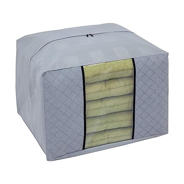 商品仕様:サイズ/約幅61×奥行54×高さ41cm、カラー/グレー、内容/1個、収納目安/座布団約5~7枚厚みにより異なる・銘仙判Mサイズ/55×59cmなら約5枚・木綿判Sサイズ/51×55cmなら約7枚、材質/ポリプロピレン・活性炭シー...