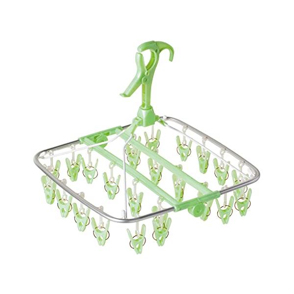製品サイズ:約35×35cm材質:本体=アルミ・ポリプロピレン キャップ=ポリエチレン ワイヤーPP皮膜鉄線 バネ=銅耐熱温度:70度製品仕様:ピンチ24個付色:グリーン