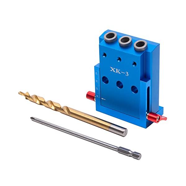 仕様木材の対応幅：545mm。素材本体高品質なアルミニウム製で、錆びない、壊れにくいです。デザイン木製家具のネジを隠すための傾斜穴を素早く開けて、正確な木工穴を作成し、木製の接合部を作成または修理するのに便利で簡単です。ミニサイズで片手でも...