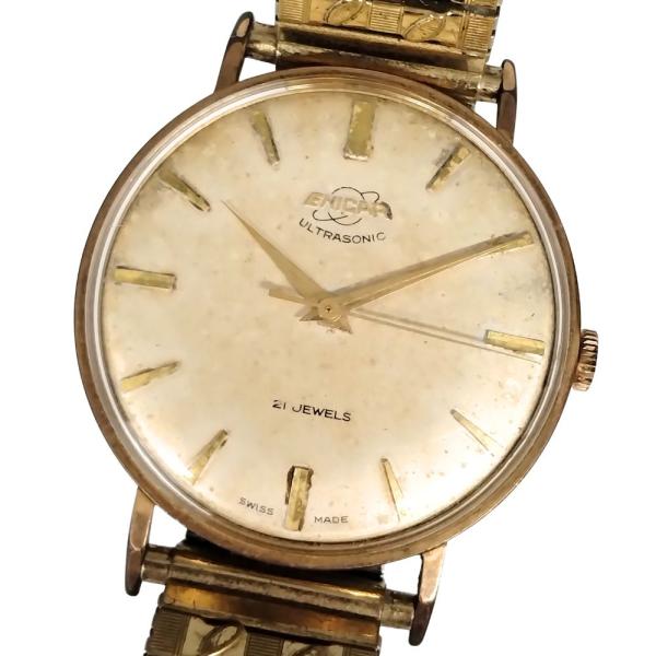 ■商品情報[管理番号]40520[ブランド]ノーブランド（no brand）[タイプ]ENICAR エニカ ULTRASONIC ウルトラソニック 21石 手巻き 伸縮式ベルト メンズ[対象]メンズ[カラー]gold Gold [サイズ] ...