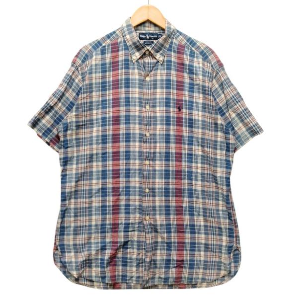 ■商品情報[管理番号]B4950[ブランド]ラルフローレン（RALPH LAUREN）[タイプ]90s MCMEEL マクミール チェック[対象]メンズ[カラー]Blue Blue[季節・シーズン]春夏 [サイズ] L肩幅：約51cm着丈：...