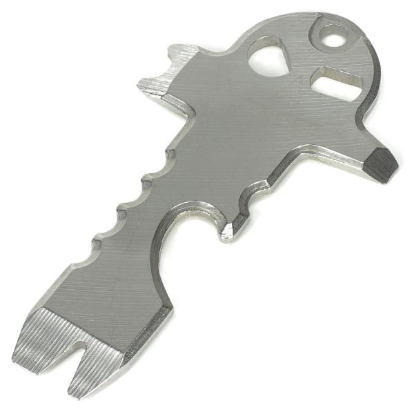 ●複数の機能を持った小型マルチツール●小型マルチツール。丈夫なスチール製で、約75mm×41mmの手に収まるコンパクトなサイズにボトルオープナー・ドライバー・スクレーパー・カートンオープナー等の機能が備わっています。●マルチツールの詳細 サ...