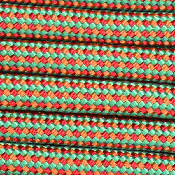 ●鮮やかな3色でハチドリをイメージさせる550パラコード●オレンジと黄緑、赤の3色を編み込み、ハミングバード(ハチドリ)を表現した「ATWOOD ROPE(アドウッドロープ)」社製、「550パラコード Color Changing Patt...