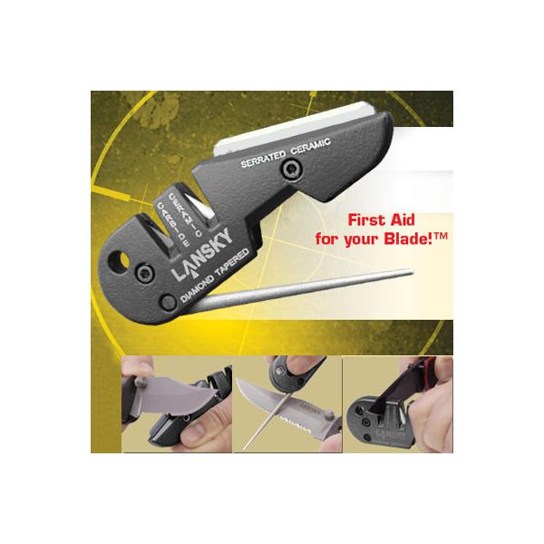 ●ランスキーのナイフシャープナー ブレードメディック。ストレート用のカーバイドとセラミック(ファイン)、セレーション(波刃)用のダイヤモンドテーパードとセラミックシャープナーが1つになったナイフシャープナーです。●シャープナーの詳細 サイズ...