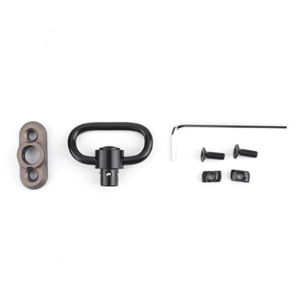 ●簡単操作でスリングを脱着できるモジュラーハンドガード用アタッチメント●M-LOKまたはKeyMod規格のスロットに装着可能。ハンドガードの自由な位置にスリングポイントを追加できます。●スリングアタッチメントの詳細 スリングマウントサイズ(...