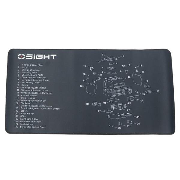 ●分解図プリントで整備作業を効率化する実用マット●Osight（オーサイト）のメンテナンスマット/マウスパッド。  約59cm×30cmの広い作業スペースを確保できるサイズです。  銃や光学機器の分解や整備を快適に行える設計。ドットサイトの...