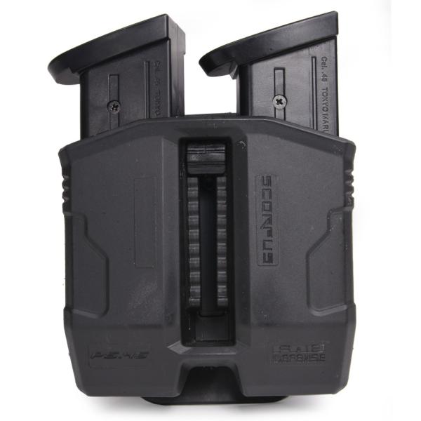 ●素早いリロードを可能にする、革新的なデザインのマガジンケース●45口径ピストル用のマガジンを2本収納することが可能で、近接戦を想定したコンパクトなフォルムが特徴的。本体正面には調整機能が付いており、マガジンの固定する強さを8段階で変更する...