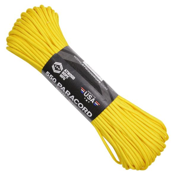 ●遠くでも目立つ鮮やかで明るいイエローカラー●ATWOOD ROPE(アトウッドロープ)社製の、注意を促すときなどに使われることが多い、明るいYellow(カナリアイエロー)カラーの550パラコードです。※メール便配送の場合、商品のタグを外...