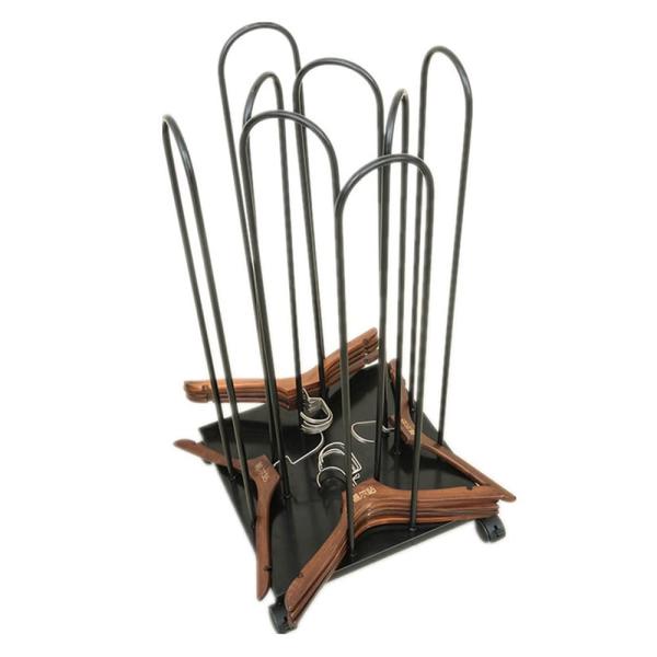 ●ハンガーを大量に収納、移動できる業務用什器●衣料品店などで使用する大量のハンガーをコンパクトに収納しておけるカートです。ハンガーを4列に分けて収納可能。収納部の高さは約71cmほどとなっているため、厚さ4cmのハンガーであれば1列に約17...