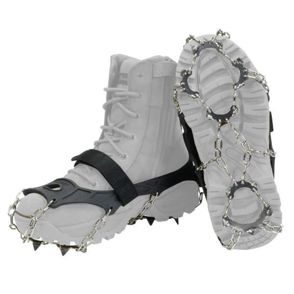 ●素早く簡単に装着できるチェーンアイゼン●雪山や積雪地帯での歩行をサポートする13歩爪アイゼン。●アイゼンの詳細 平置きサイズ(全長×幅):約20×15cm、重量(片足):約170g、付属品:収納袋、ナイロンバンド×2本[仕様・意匠は予告な...