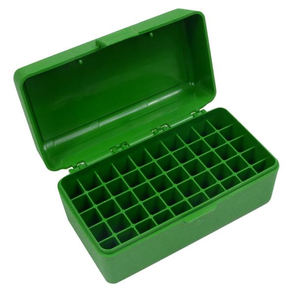 ●耐久性と使いやすさを兼ね備えた、弾薬ボックス●銃器関連の製品を扱うアメリカの企業「MTM」の弾薬ケース 「RS-S-50」。●ケースの詳細 外寸（縦×横×高さ）:約7×14×6.5cm、重量:約140g、適合弾薬:17 Fireball、...