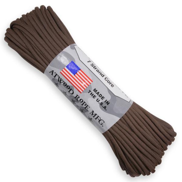 ●栗色とも呼ばれるブラウンカラーのパラコード●アメリカ最大のパラコード製品メーカー、ATWOOD ROPE社製の、自然の木や土をイメージさせる色のBrownパラコードです。米国の引張強度テストで550ポンド(約250kg)の重さに耐えたほど...