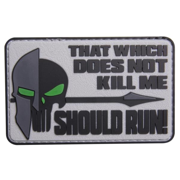 ●ドクロにスパルタ兵士の兜を付けたデザインのパッチ●FIVE STAR GEAR(ファイブスターギア)のナイトグローのパッチ、SHOULD RUN MORALE PATCHです。「THAT WHICH DOES NOT KILL ME SH...