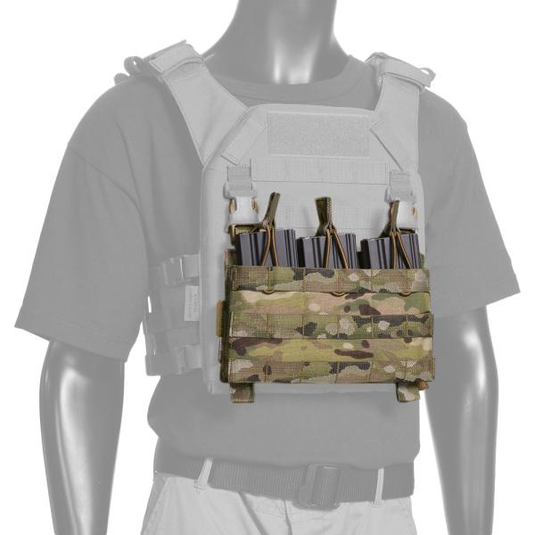 ●RPC用の拡張性に優れた3連マガジンポーチパネル●WARRIOR ASSAULT SYSTEMS社のリコンプレートキャリア（RPC）のフロントに装着する、交換用オープントップ3連ライフルマグポーチパネルです。5.56mmマガジン×3本、又...