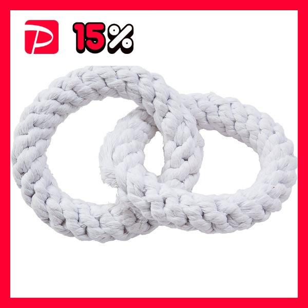 犬:おもちゃ ＞   （まとめ） ナチュラルコットン ソフト2連リング （ペット用品・犬用） 【×2セット】 【ジャンル・特徴】 天然素材のやわらかいコットンを編み込んで作った玩具