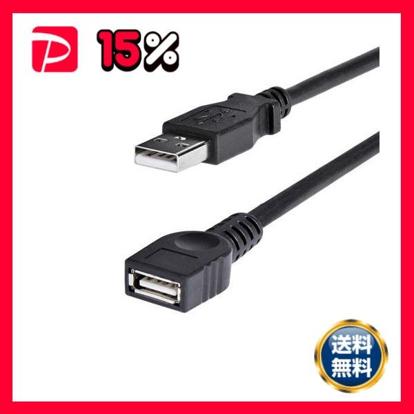 ケーブル・ケーブルカバー:その他のケーブル・ケーブルカバー ＞   （まとめ） StarTech.com USB2.0延長ケーブル 1.8m A（オス）-A（メス） ブラック USBEXTAA6BK 1本 【×2セット】