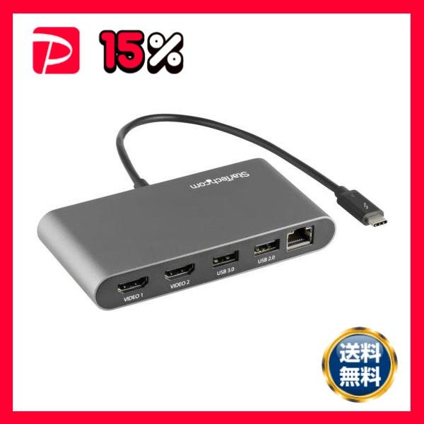 その他のパソコン・周辺機器 ＞   StarTech.com Thunderblot3 ハブ ブラック＆シルバー TB3DKM2HDL 1個