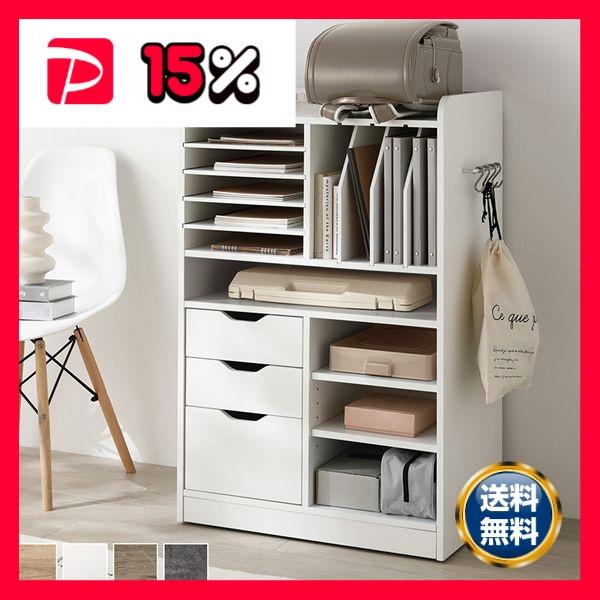 収納家具:子供用家具:その他の子供用家具 ＞   ランドセルラック 約幅64.5×奥行40×高さ100cm ホワイト 引き出し サイドバー フック コンセント 可動棚 隠しキャスター 【ジャンル・特徴】 ランドセル ラック キッズ シェルフ...