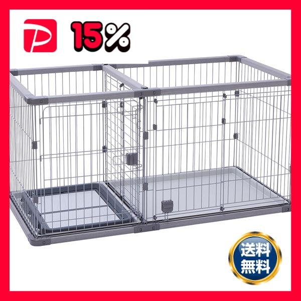 犬:サークル・ケージ ＞   ペティオ 犬用 トイレのしつけが出来る ドッグルームサークルPlus グレー ワイド ペット住関連用品 【ジャンル・特徴】 工具不要で組み立て・組み直しが簡単 [ W27672 ]