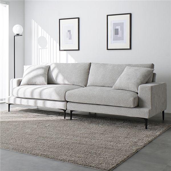 ソファ:その他のソファ ＞   デザインソファ 4人掛けソファ単品 グレージュ ローソファ カバー洗濯可能 組立品 【ジャンル・特徴】 ローソファ 4人掛けソファ カバー洗濯可 フェザー・コイル使用